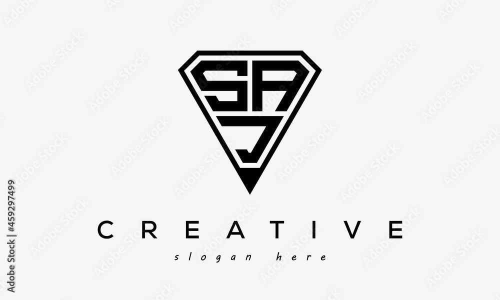 initial letters logo SAJ black monogram diamond pentagon shape with ...