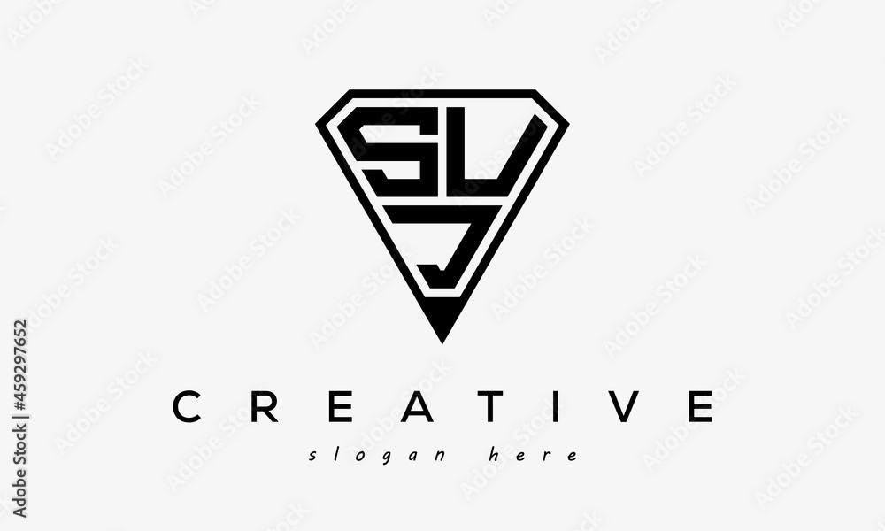 initial letters logo SUJ black monogram diamond pentagon shape with ...