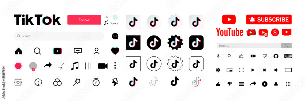 TikTok icon, symbols. Template frame for social media. Screen interface ...