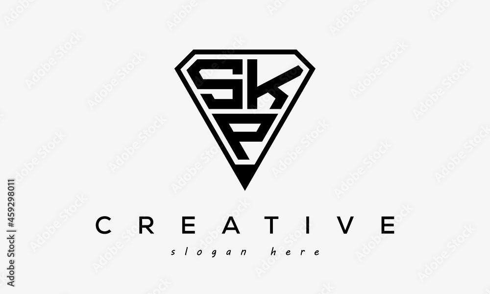 initial letters logo SKP black monogram diamond pentagon shape with ...