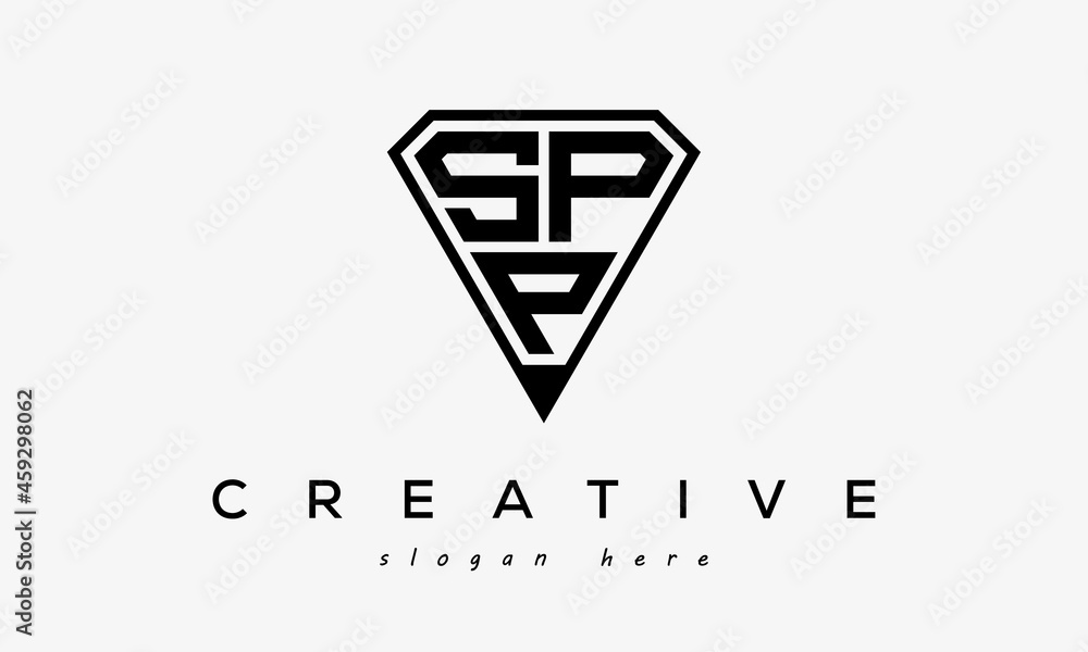 initial letters logo SPP black monogram diamond pentagon shape with ...