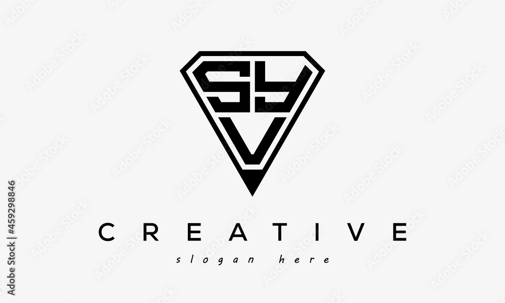 Vetor de initial letters logo SYV black monogram diamond pentagon shape ...