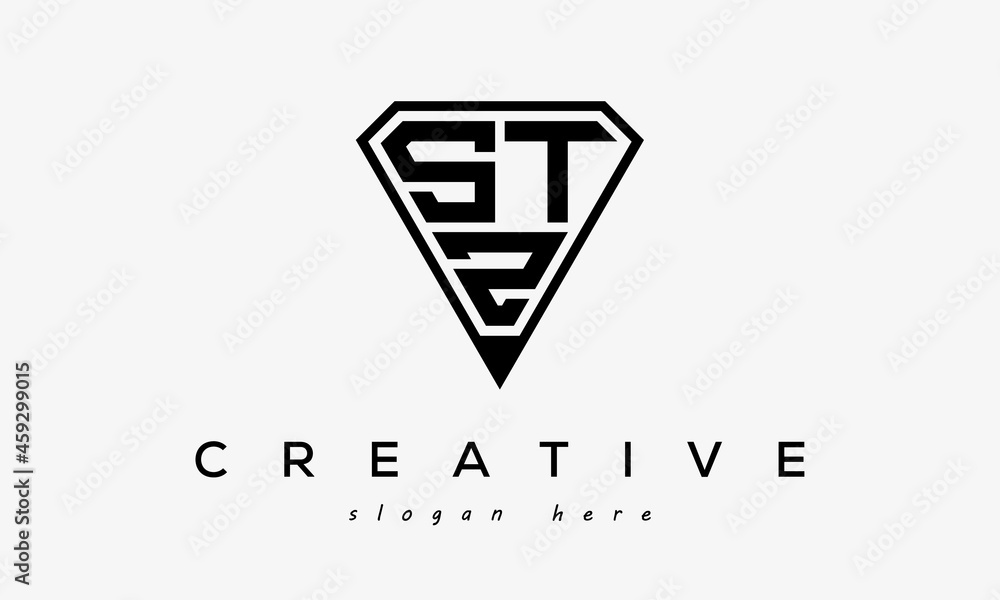 initial letters logo STZ black monogram diamond pentagon shape with ...