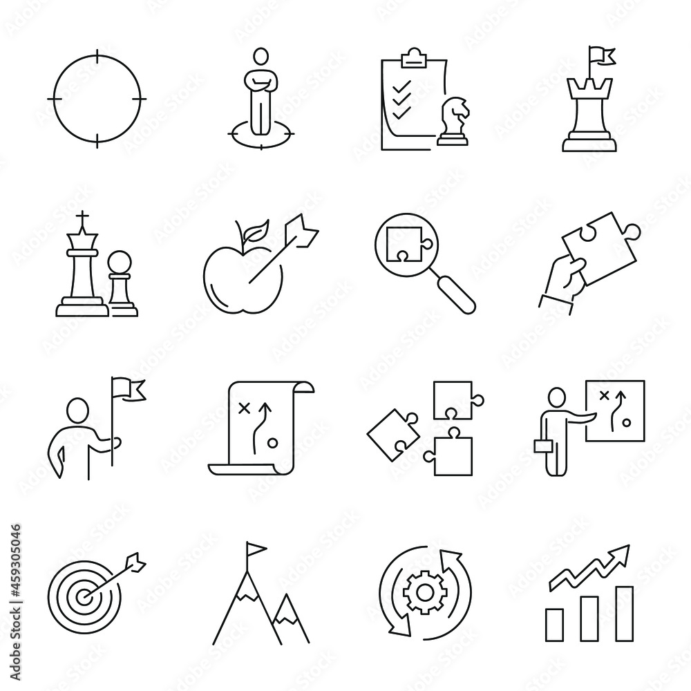 Business Strategy icons set. Business Strategy pack symbol vector ...