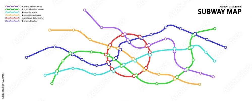 Subway map. Template of fictional town public transport scheme for ...