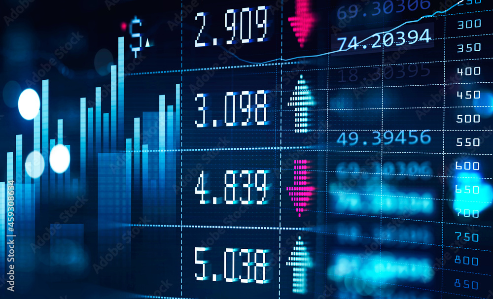 Financial chart and rising graph with lines and numbers Stock Photo ...