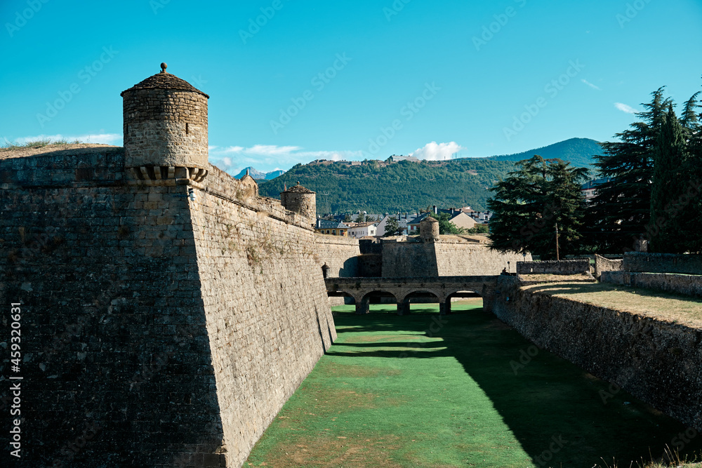 Entrance bridge to the Citadel of Jaca, a military fortification in ...
