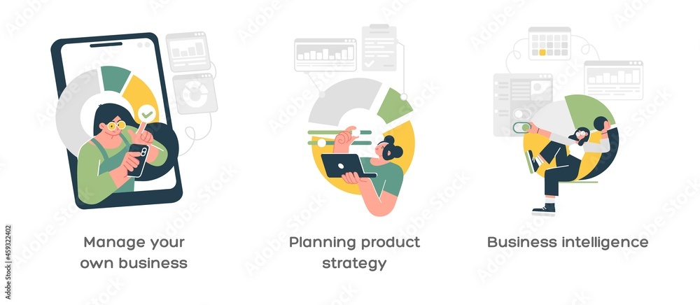 Strategic business planning abstract concept vector illustration set ...