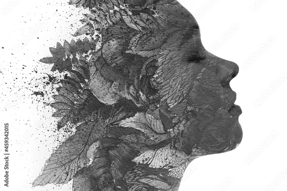 Paintography.low key portrait of lady combined with detailed painting ...