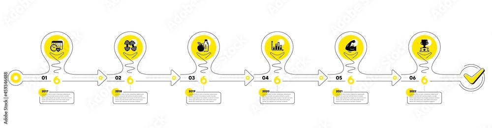 Vetor de Gym Infographic timeline with 6 steps. Sport process diagram ...