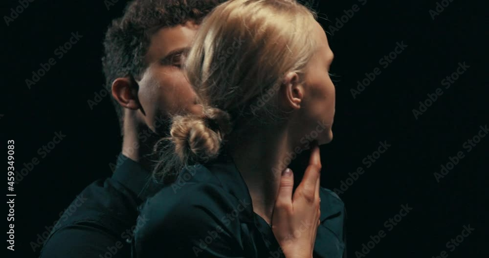 Couple is immersed in loving atmosphere showing tenderness to each ...