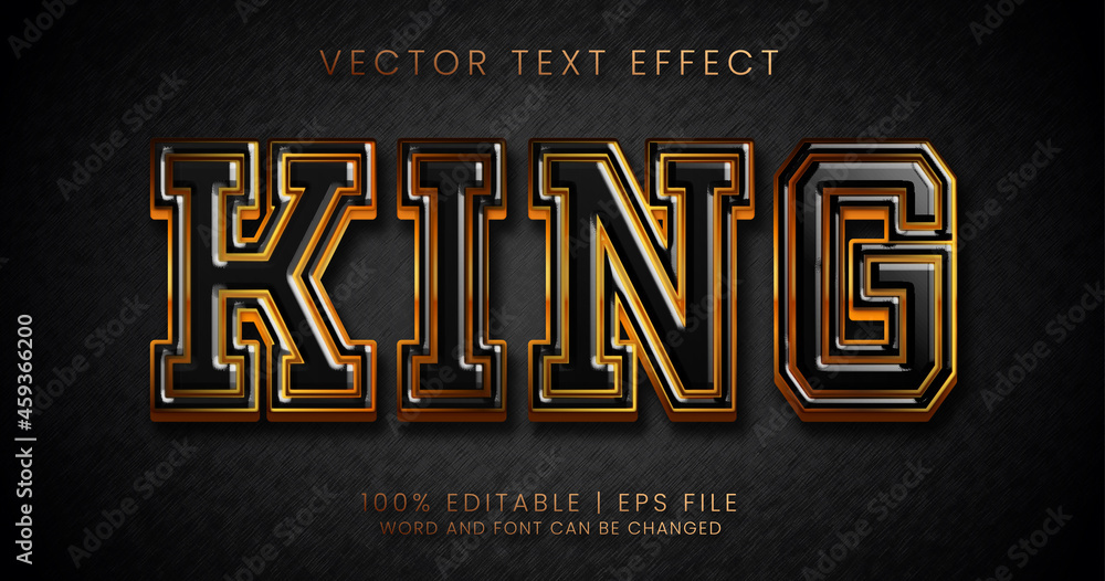 King text, editable text effect style Stock Vector | Adobe Stock