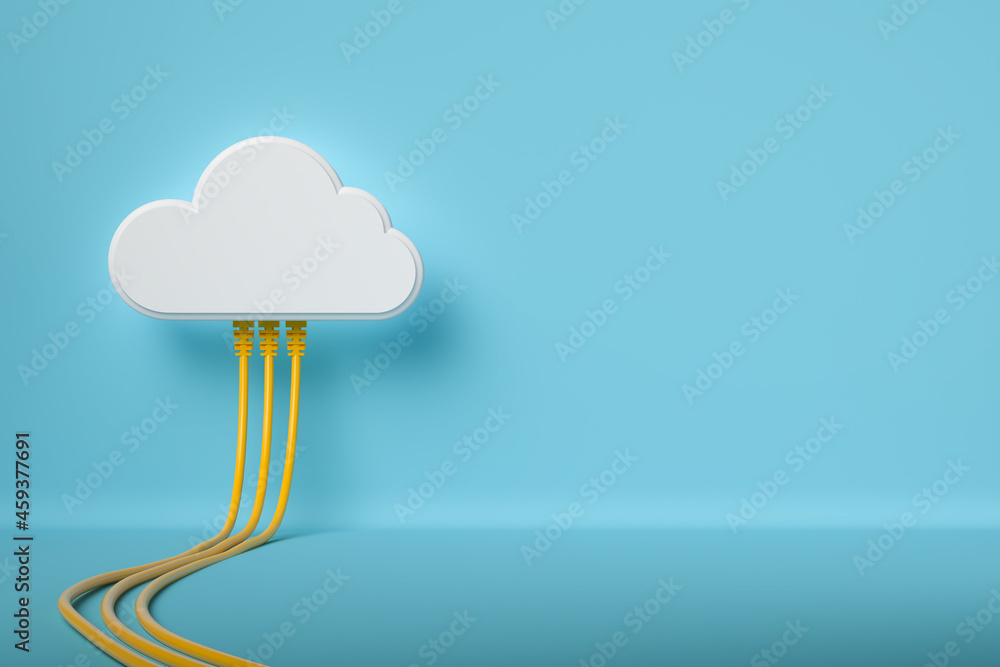 Cloud computing technology concept background, white cloud connect with ...