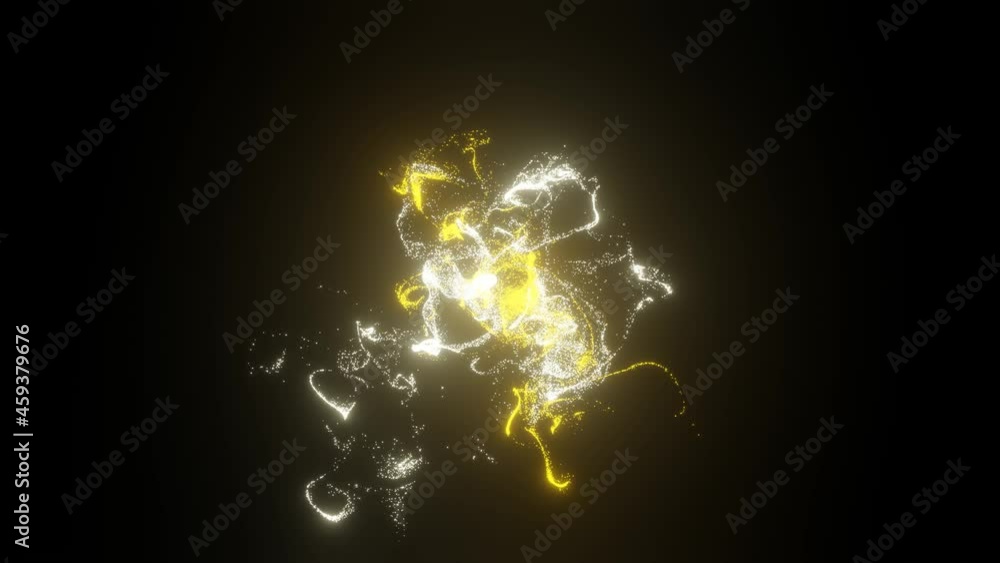 4K gold dust animation. Shiny, glowing golden particle trails fly ...