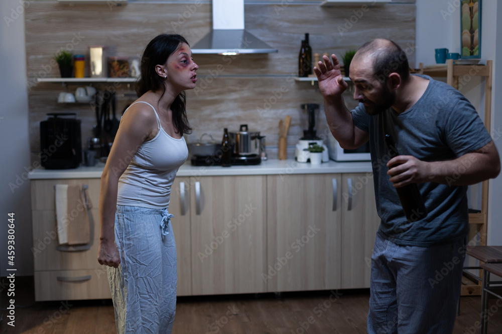 Husband and wife fighting and screaming at home. Man dealing with ...