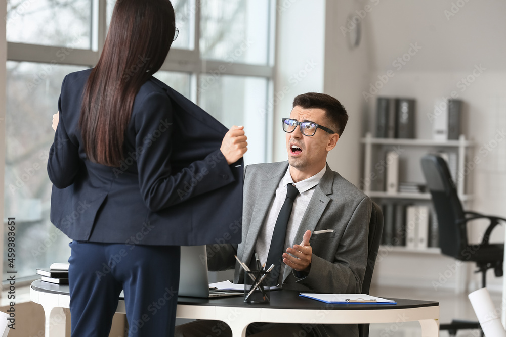 Beautiful Young Secretary Seducing Her Boss In Office Concept Of