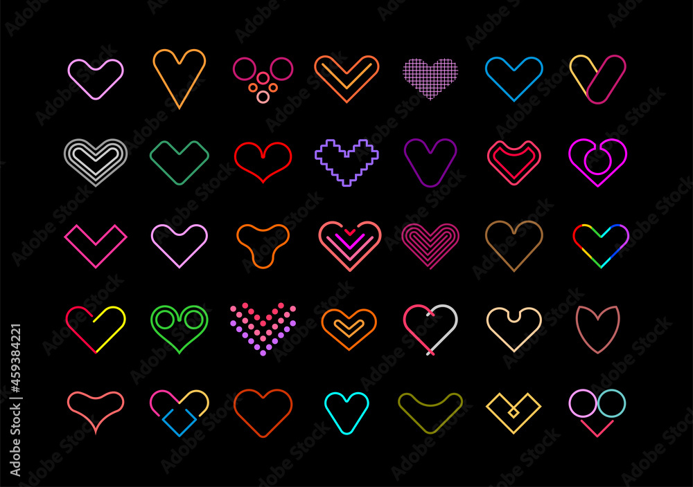 Neon Colored Hearts Background