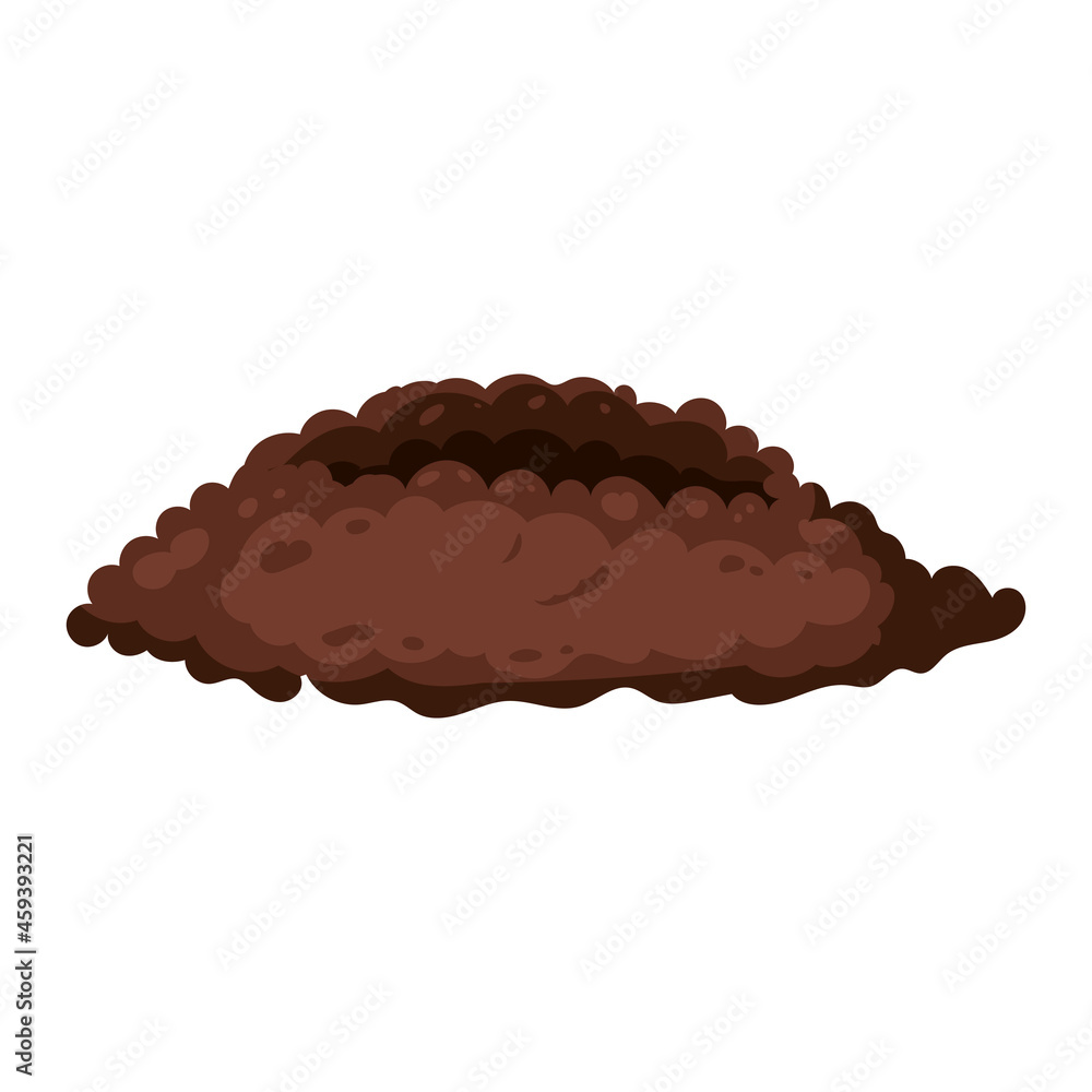 Hole in the ground, burrow. Pile dirt. Vector illustration cartoon ...