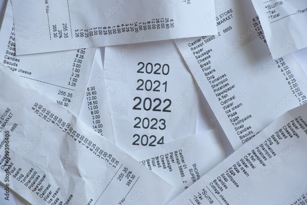 sales receipt from a supermarket with a shopping list and a list of ...