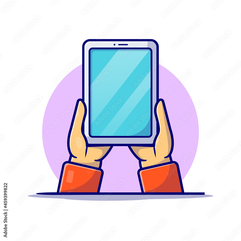 Hand Holding Tablet Cartoon Vector Icon Illustration. Technology Object ...
