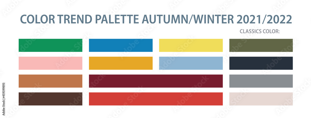 Color trend palette 2021, 2022 autumn and winter. Color swatch trend ...