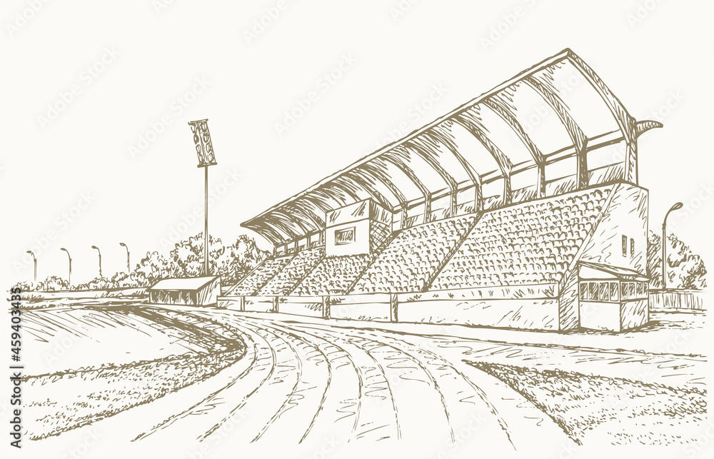 Small Stadium. Vector sketch Stock Vector | Adobe Stock