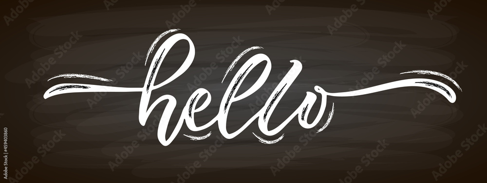 Hand sketched hello lettering typography. Handwritten inspirational ...