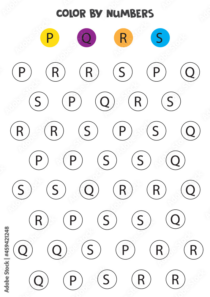 Color letters of alphabet according to the example. Math game for ...