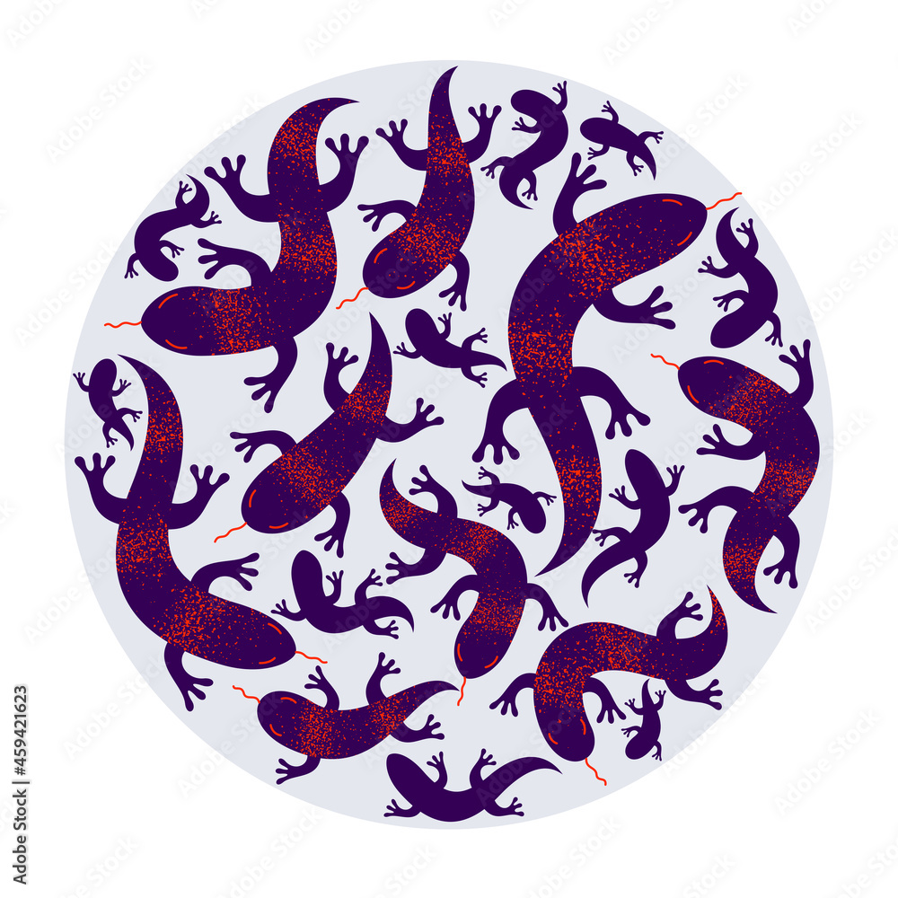 Lizards round composition in a circle vector design illustration ...