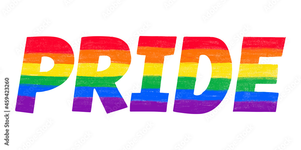 word Pride colored in rainbow LGBTQ gay pride flag colors. Vector ...