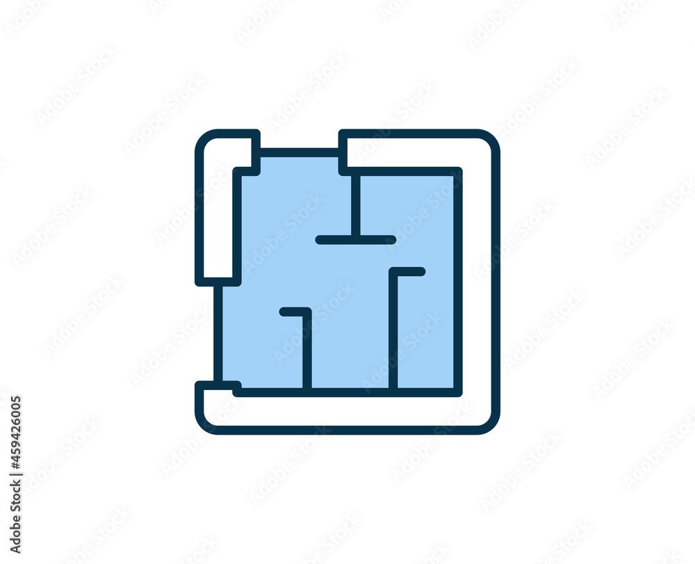 House plan flat icon. Single high quality outline symbol for web design ...