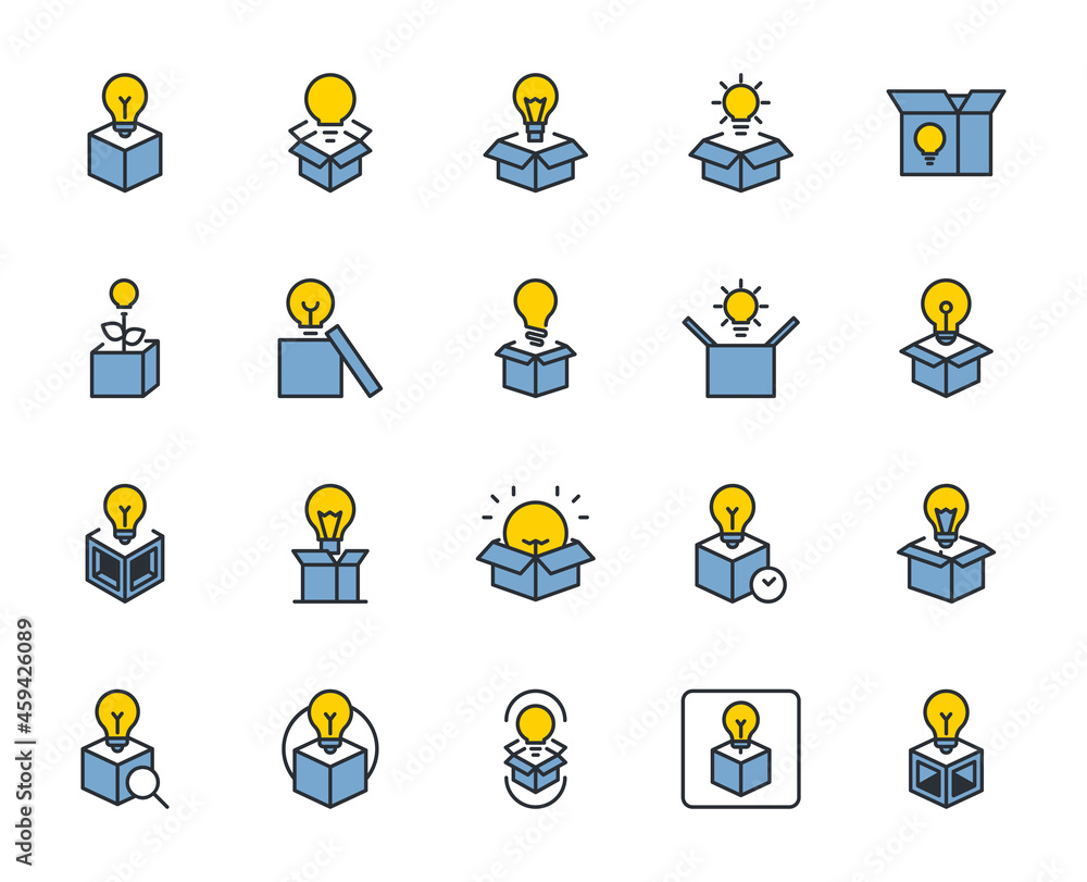 Idea design icons set. Thin line vector icons for mobile concepts and ...