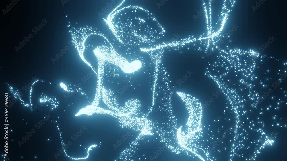 Stunning, hypnotic particle animation. 4K glowing blue scifi energy ...
