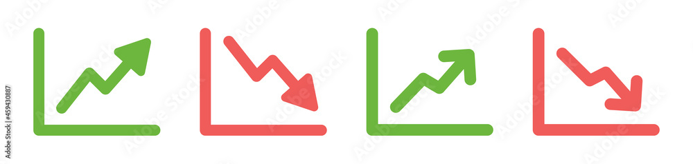 Chart increase and chart decrease icon set. เวกเตอร์สต็อก | Adobe Stock