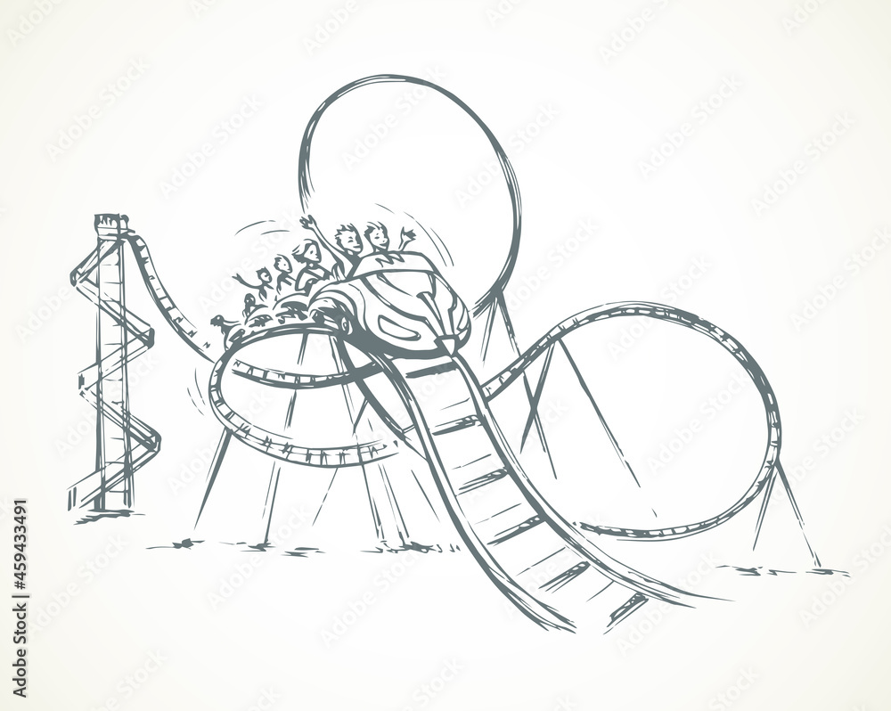 Roller coaster. Vector drawing Stock Vector | Adobe Stock