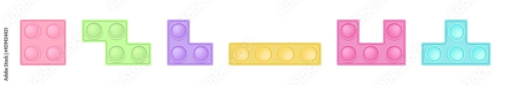 Set of popit tetris bricks - trendy silicon fidget toys. Antistress ...