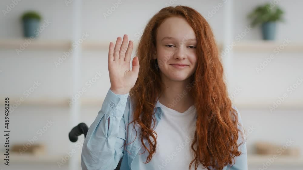 Disability and positive. Cute little disabled redhead girl in ...