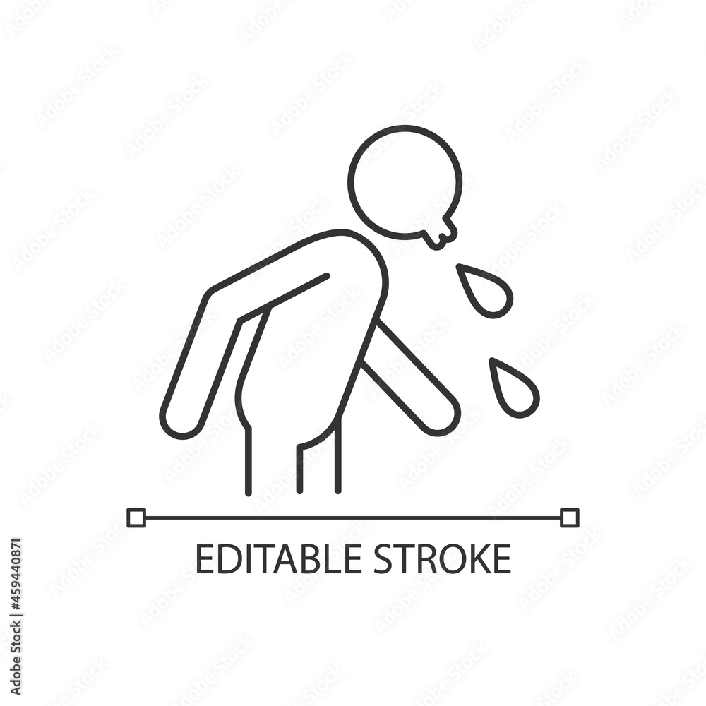 Spit linear icon. Rude, indecent behavior in public places. Lack of ...