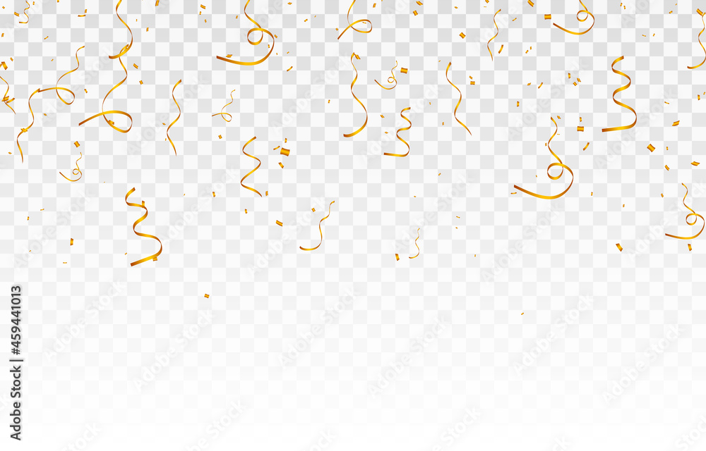 Vector confetti png. Gold confetti falls from the sky. confetti ...