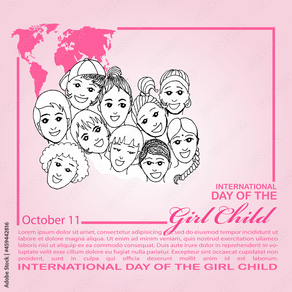 International day of the Girl Child, Poster and Banner vector Stock ...