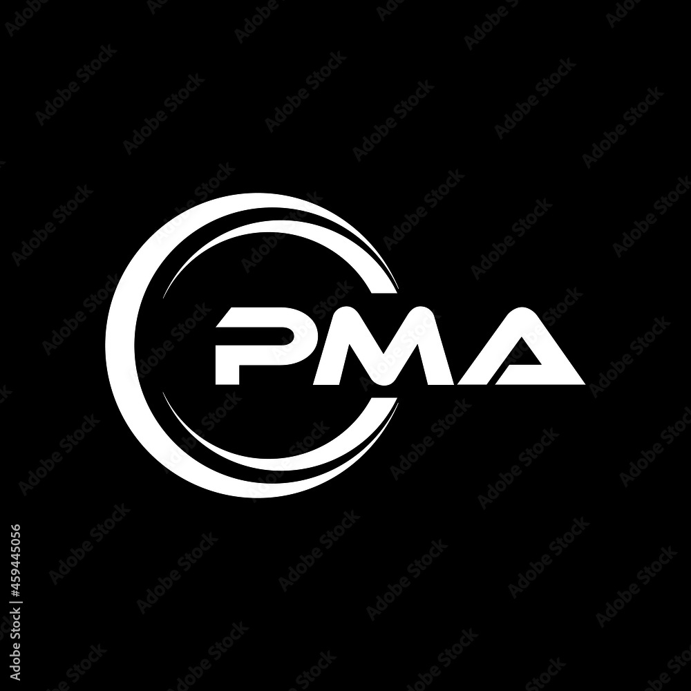 Vecteur Stock PMA letter logo design with black background in ...