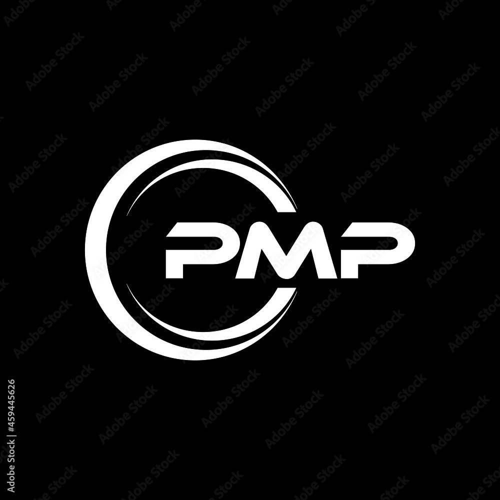 Vecteur Stock PMP letter logo design with black background in ...