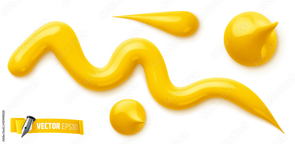 Vector realistic illustration of yellow paint on a white background ...