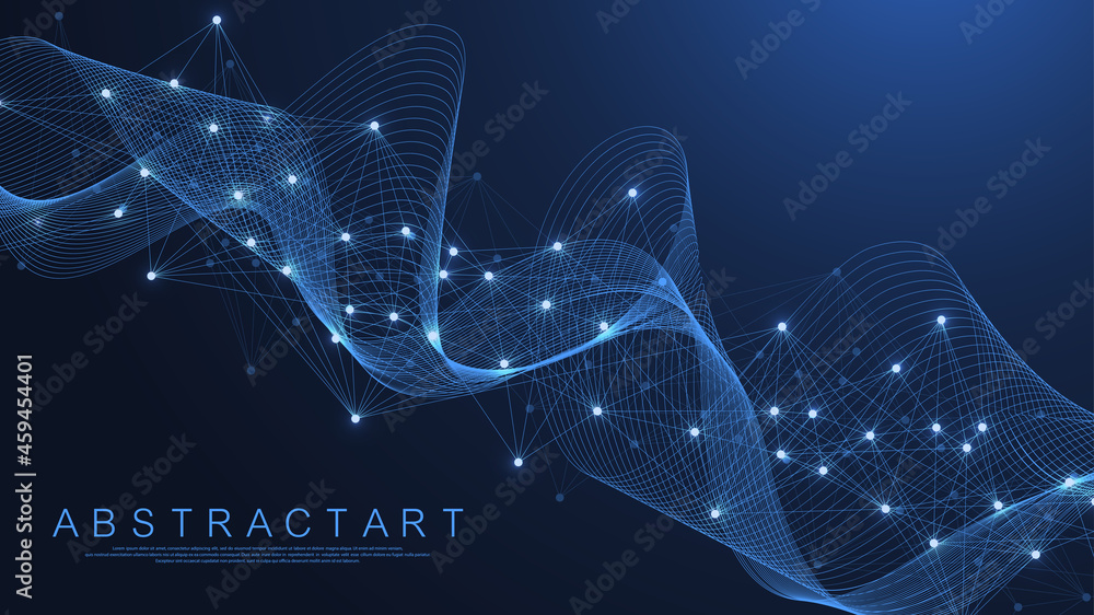 Technology abstract lines and dots connection background. Connection digital data and big data ...