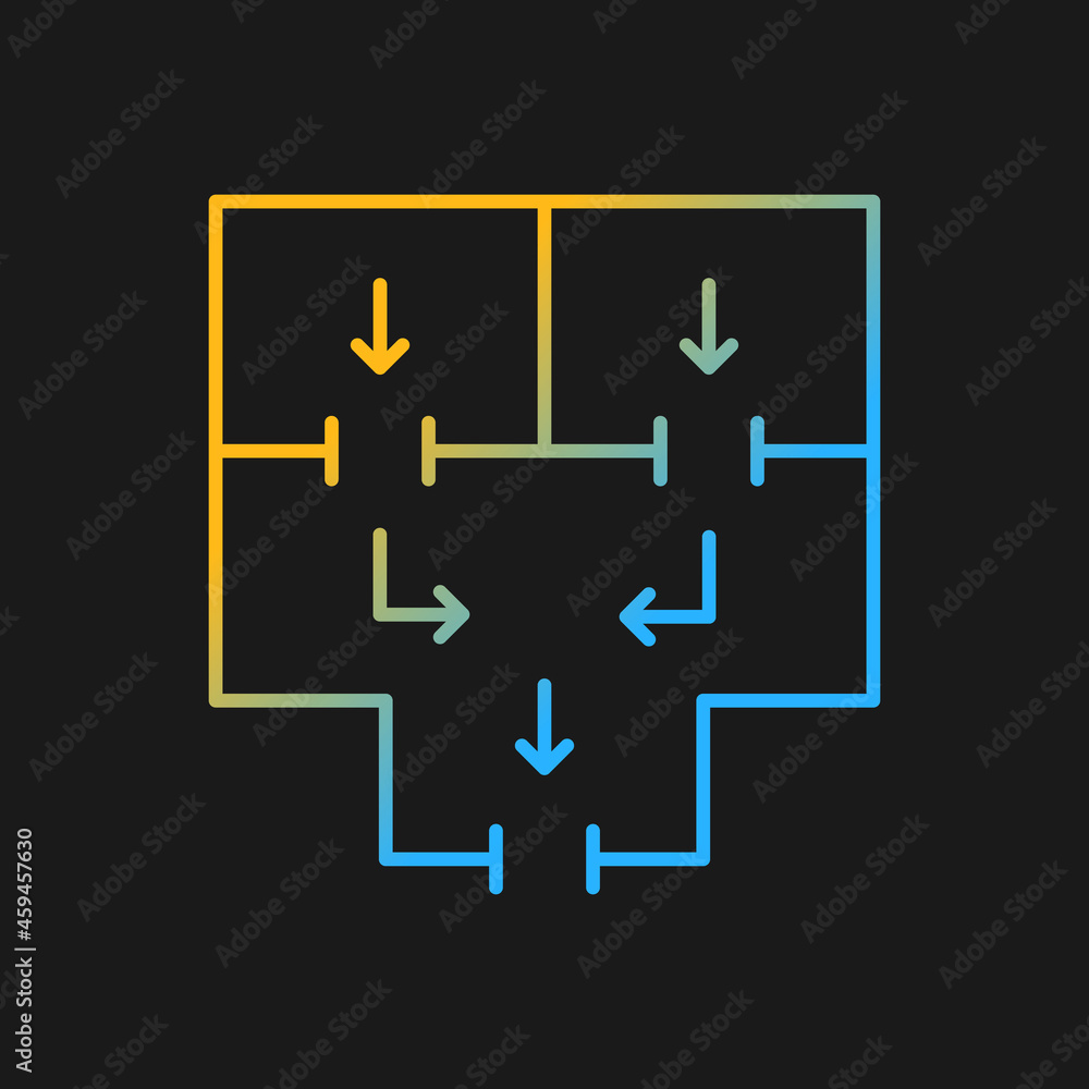 Means to vacate building gradient vector icon for dark theme. Planning ...