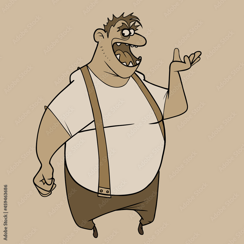 cartoon fat man standing with open mouth and gesturing with hand Stock ...