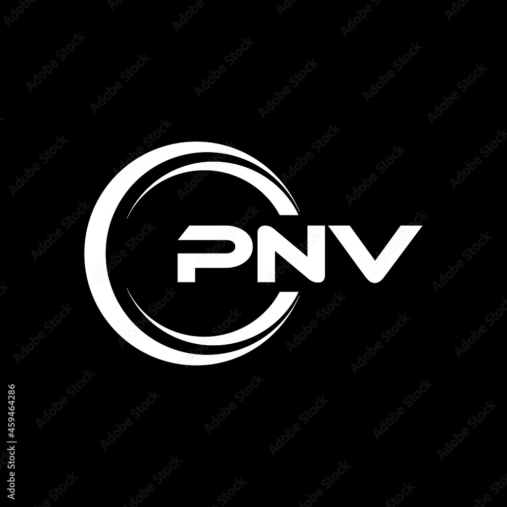 PNV letter logo design with black background in illustrator, vector ...