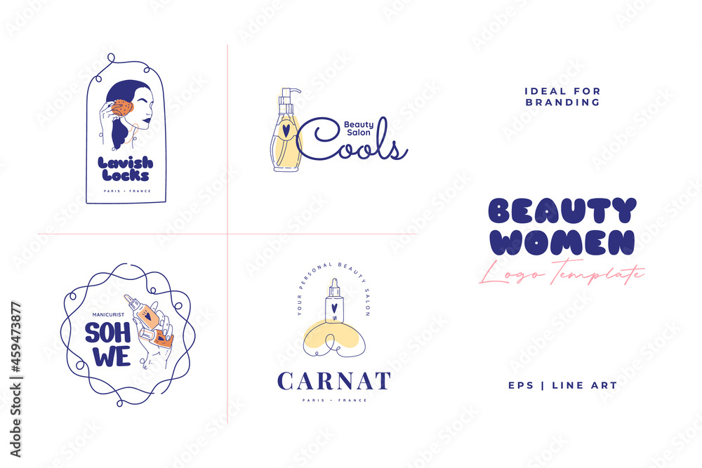 Vector beauty logo template set. For business in the industry of beauty ...