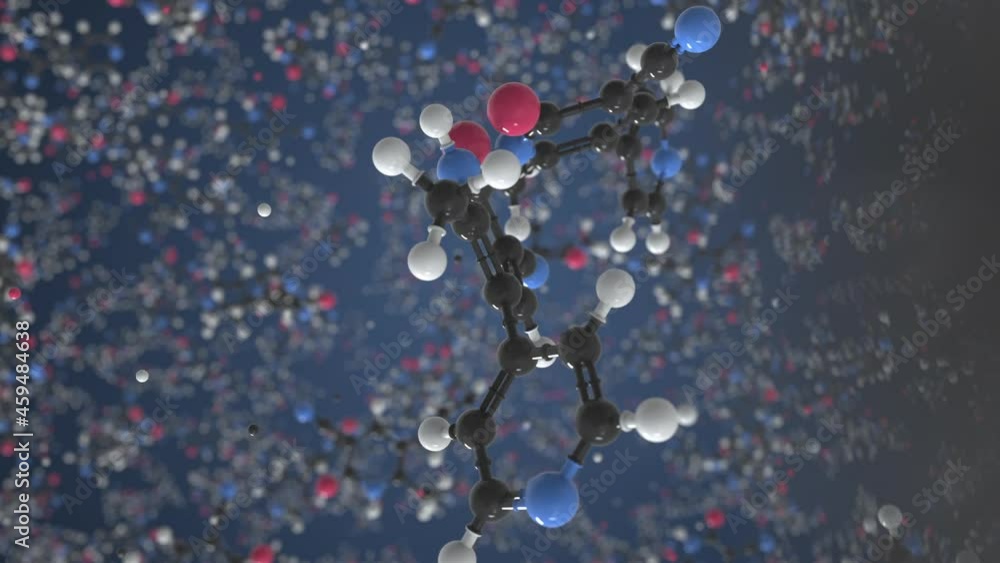 Milrinone molecule made with balls, scientific molecular model ...