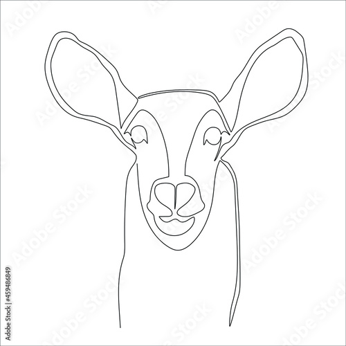 Continuous one line drawing of female waterbuck, Vector illustration ...